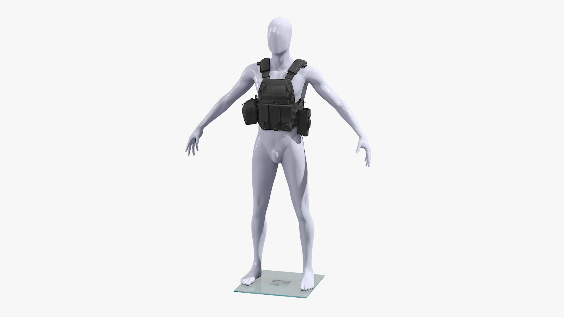 Tactical Vest With Pouches On Mannequin Black 3D - TurboSquid 2383214