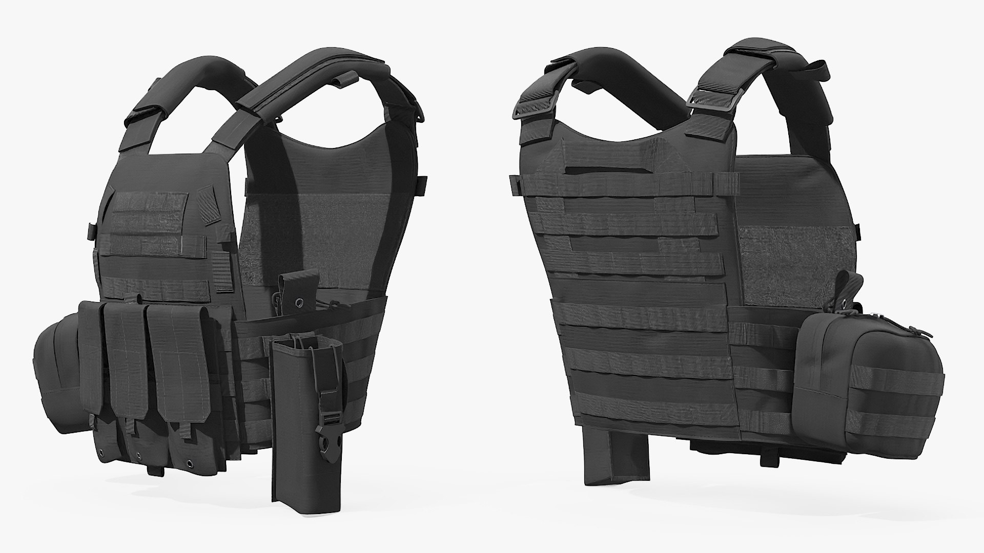 Tactical Vest With Pouches On Mannequin Black 3D - TurboSquid 2383214