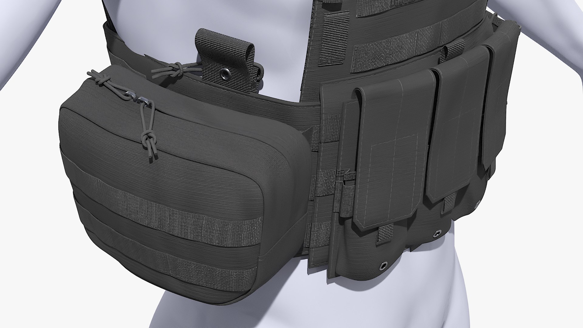 Tactical Vest With Pouches On Mannequin Black 3D - TurboSquid 2383214