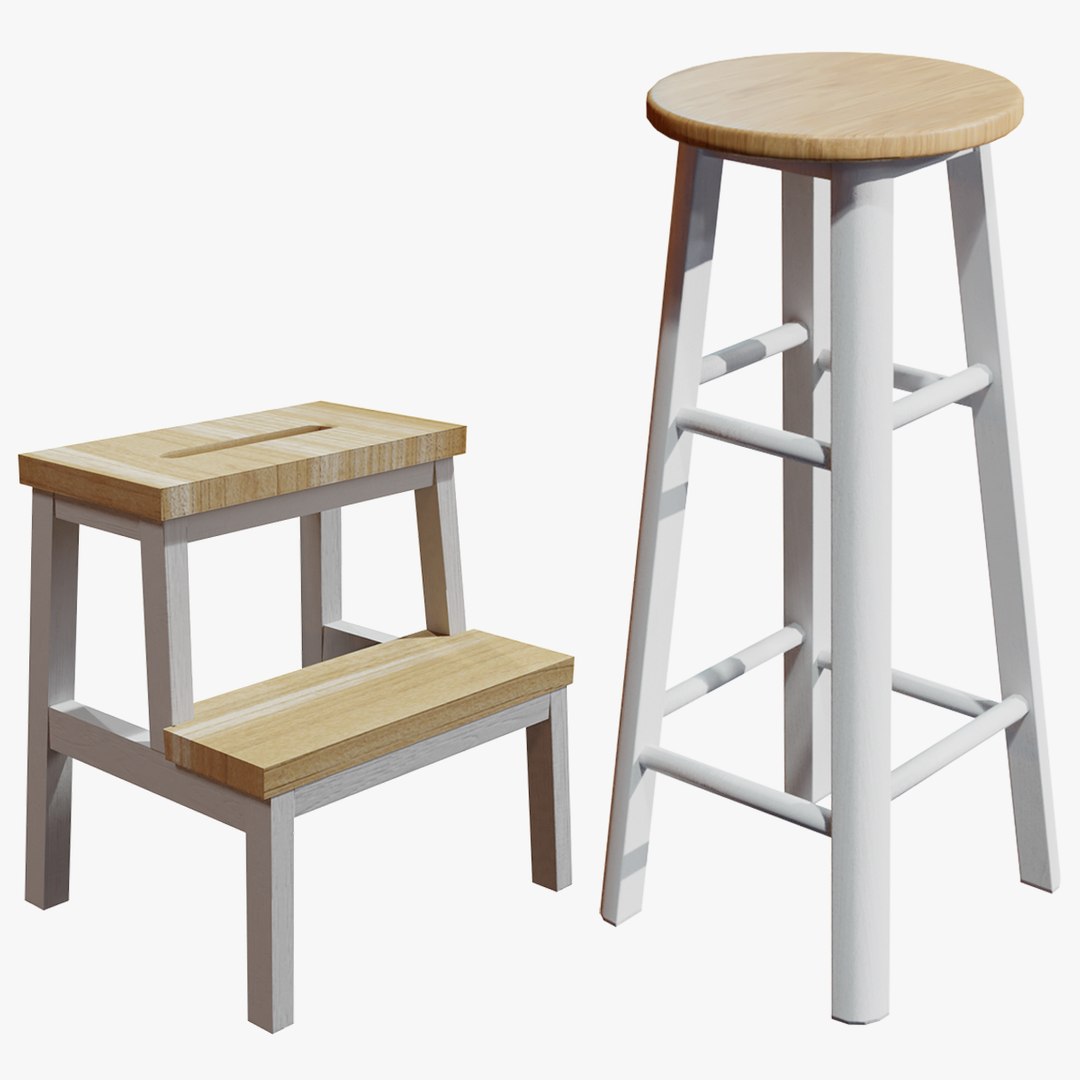 Free 3D Low Poly Bar Stool And Stepping Stool - TurboSquid 1723675