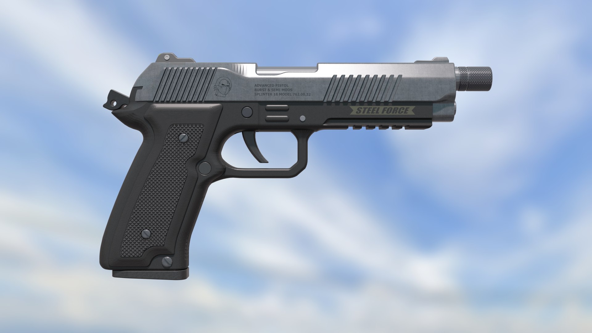 3D Model Pistol Semi Auto-Burst Splinter 18 - TurboSquid 2215353