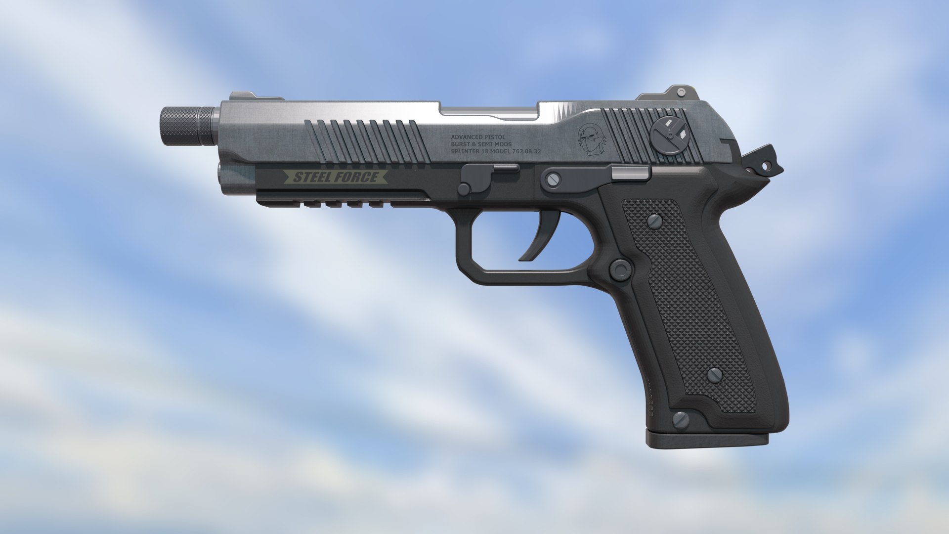 3D Model Pistol Semi Auto-Burst Splinter 18 - TurboSquid 2215353