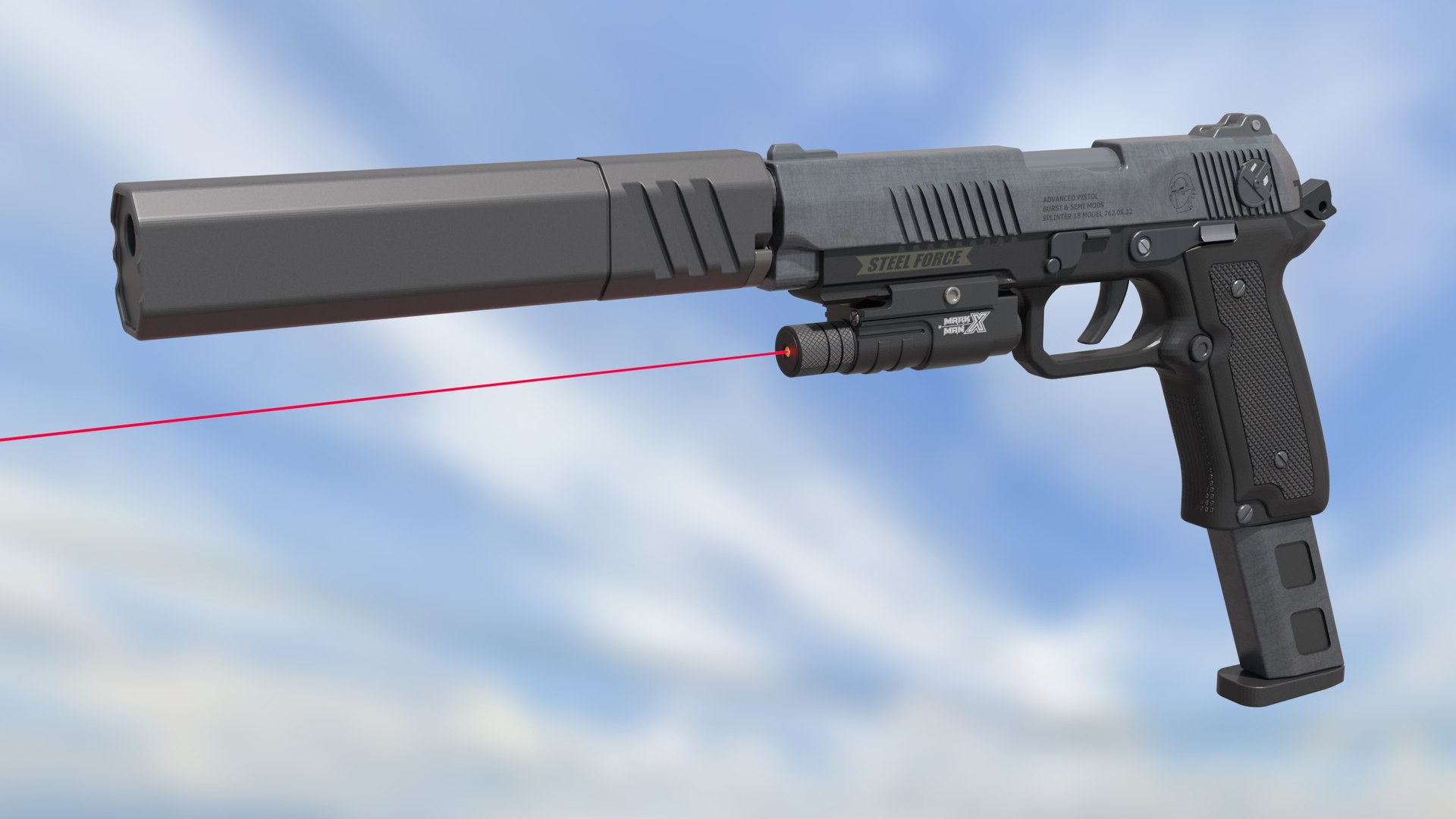 3D Model Pistol Semi Auto-Burst Splinter 18 - TurboSquid 2215353