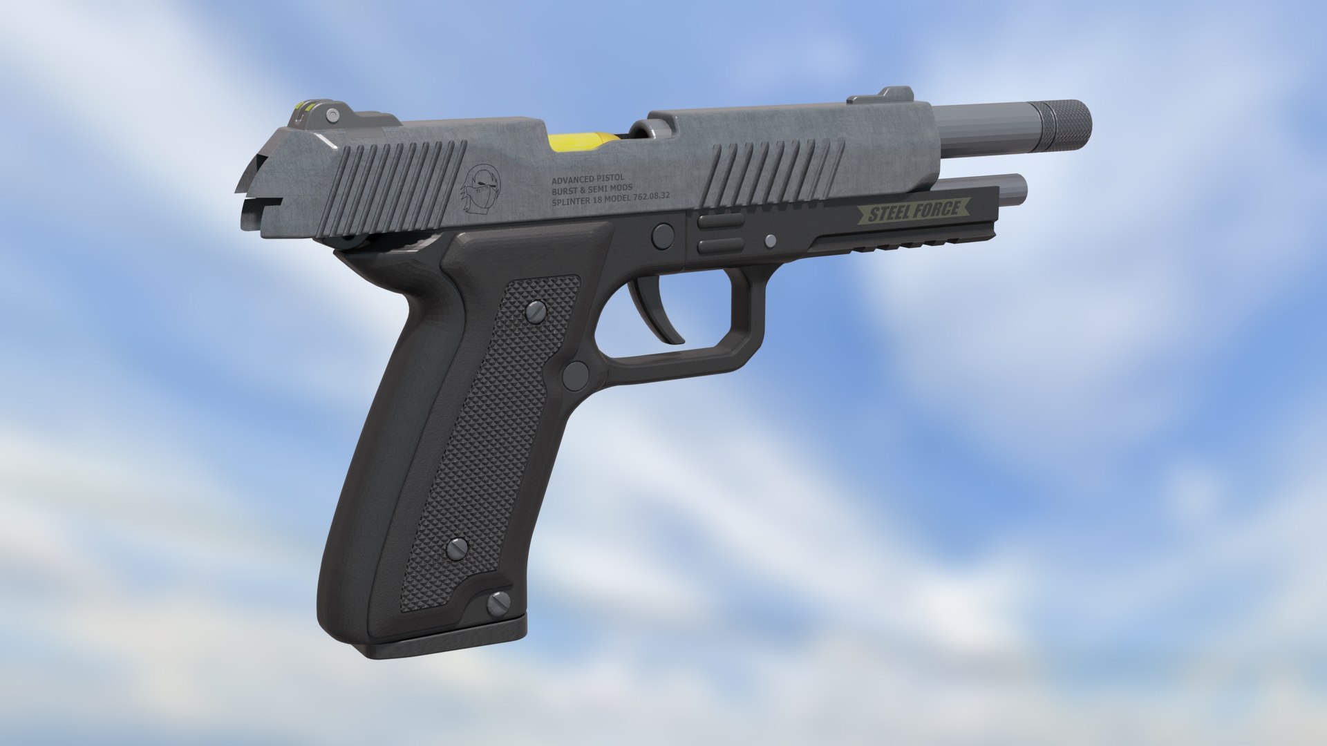 3D Model Pistol Semi Auto-Burst Splinter 18 - TurboSquid 2215353