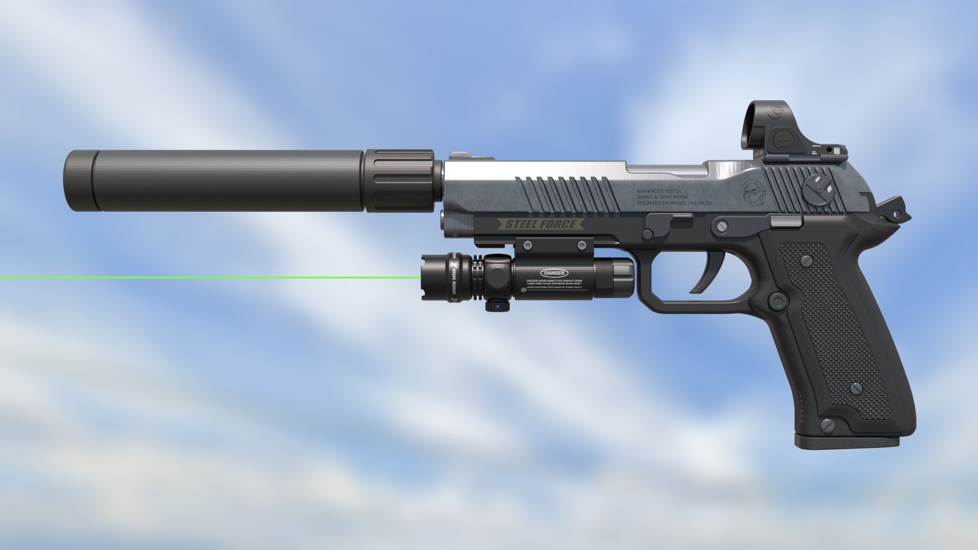 3D Model Pistol Semi Auto-Burst Splinter 18 - TurboSquid 2215353