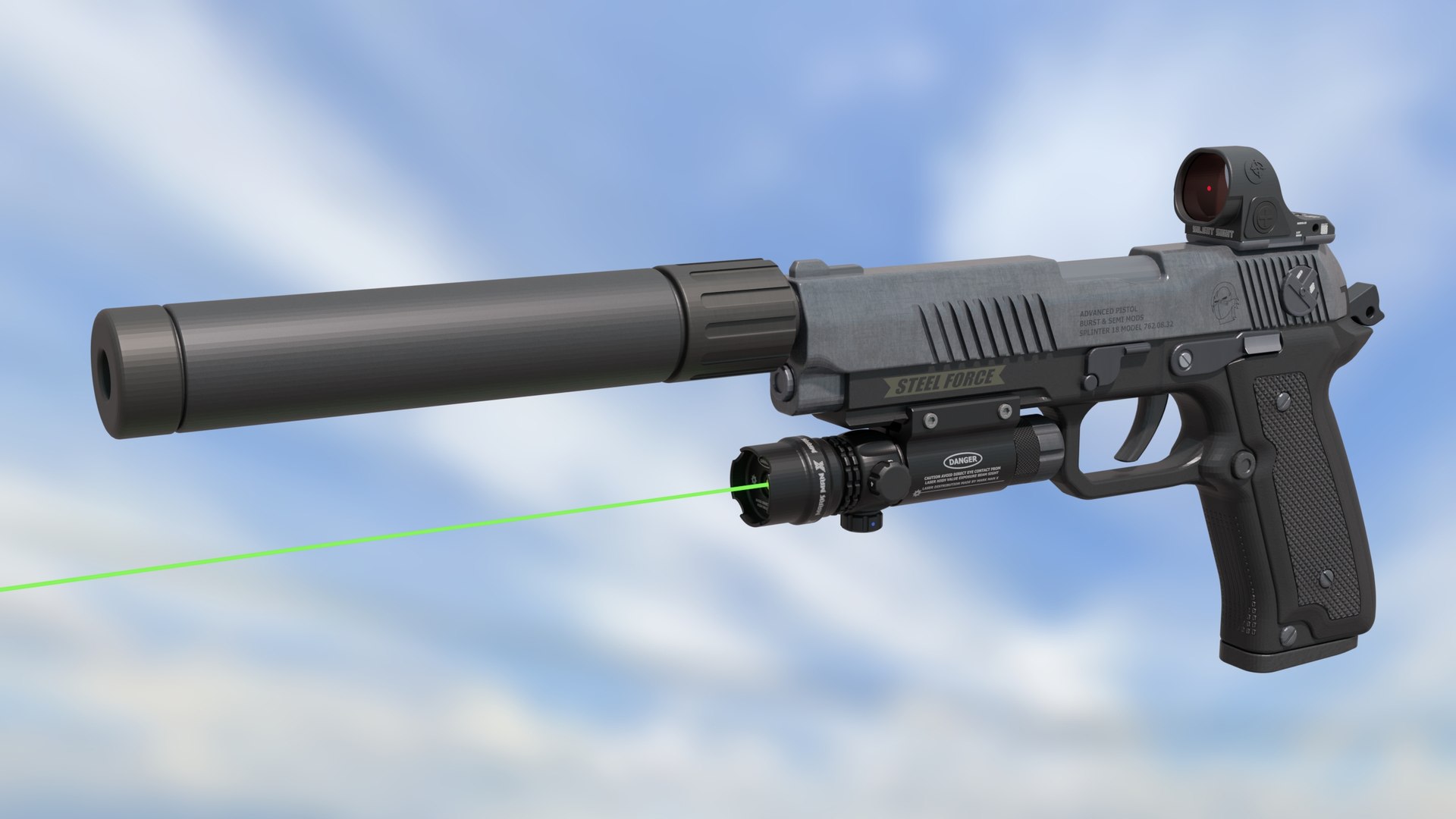 3D Model Pistol Semi Auto-Burst Splinter 18 - TurboSquid 2215353