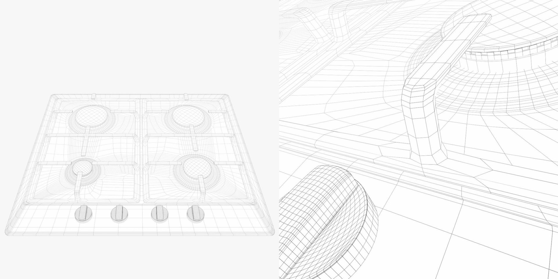 3D 4 Burners Gas Hob Model - TurboSquid 1974229