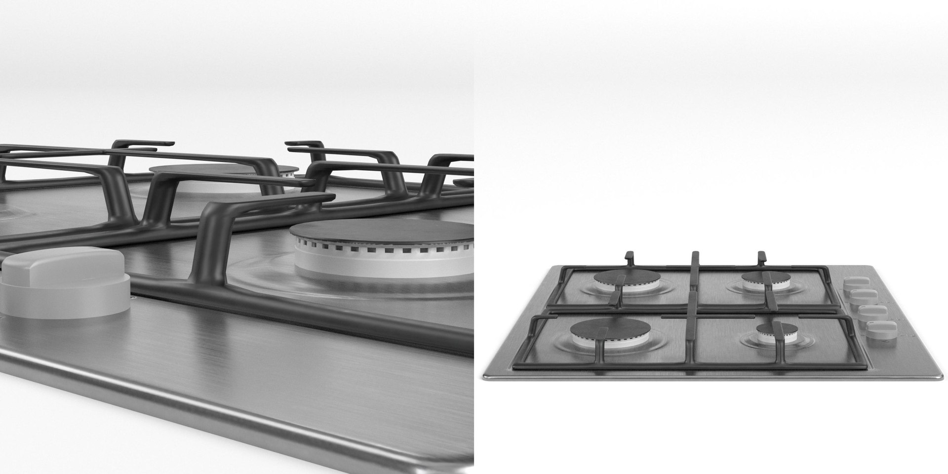 3D 4 Burners Gas Hob Model - TurboSquid 1974229