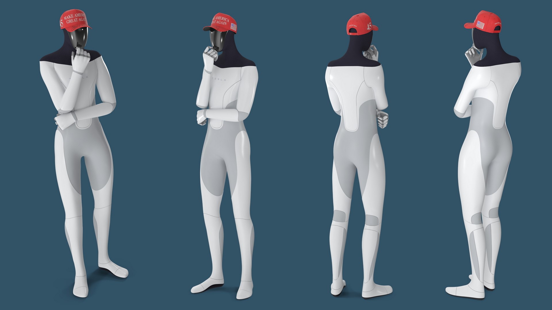 3D Model Tesla Bot Standing Pose In MAGA Hat - TurboSquid 2303848