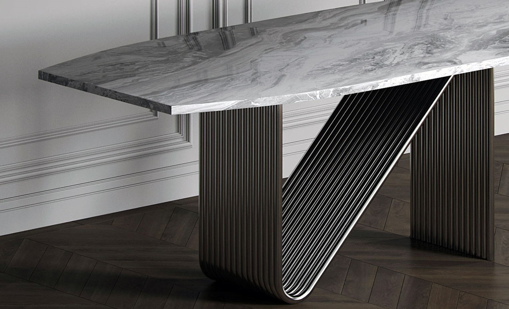 3D wave dining table model - TurboSquid 1655059
