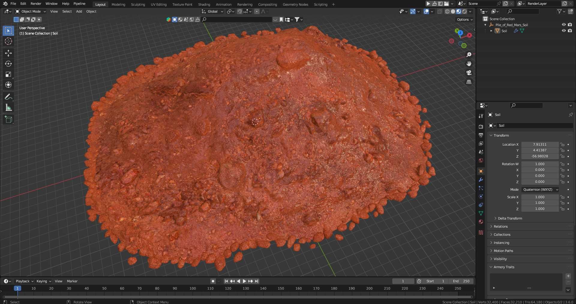3D Pile Of Red Mars Soil Model - TurboSquid 2374030