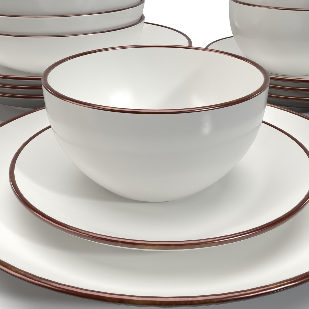 3D Stone Lain Brasa 16 Piece Dinnerware Set PBR - TurboSquid 2213692