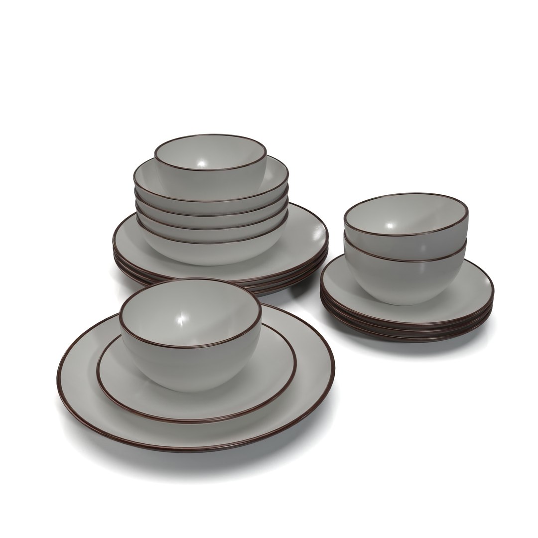 3D Stone Lain Brasa 16 Piece Dinnerware Set PBR - TurboSquid 2213692