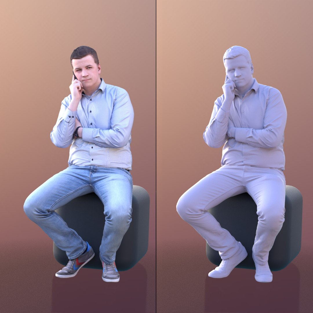 Man sitting talking 3D model - TurboSquid 1710855