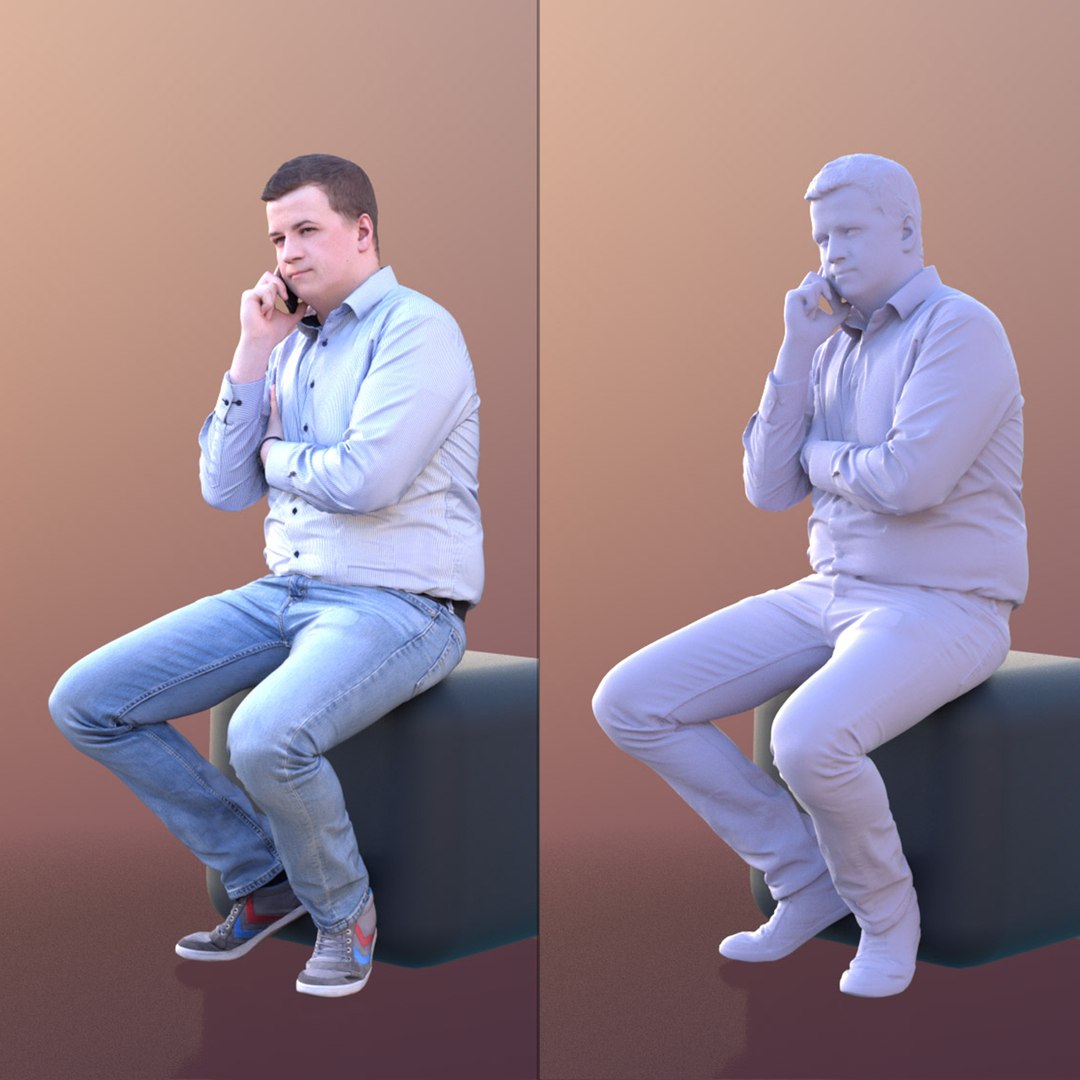 Man sitting talking 3D model - TurboSquid 1710855