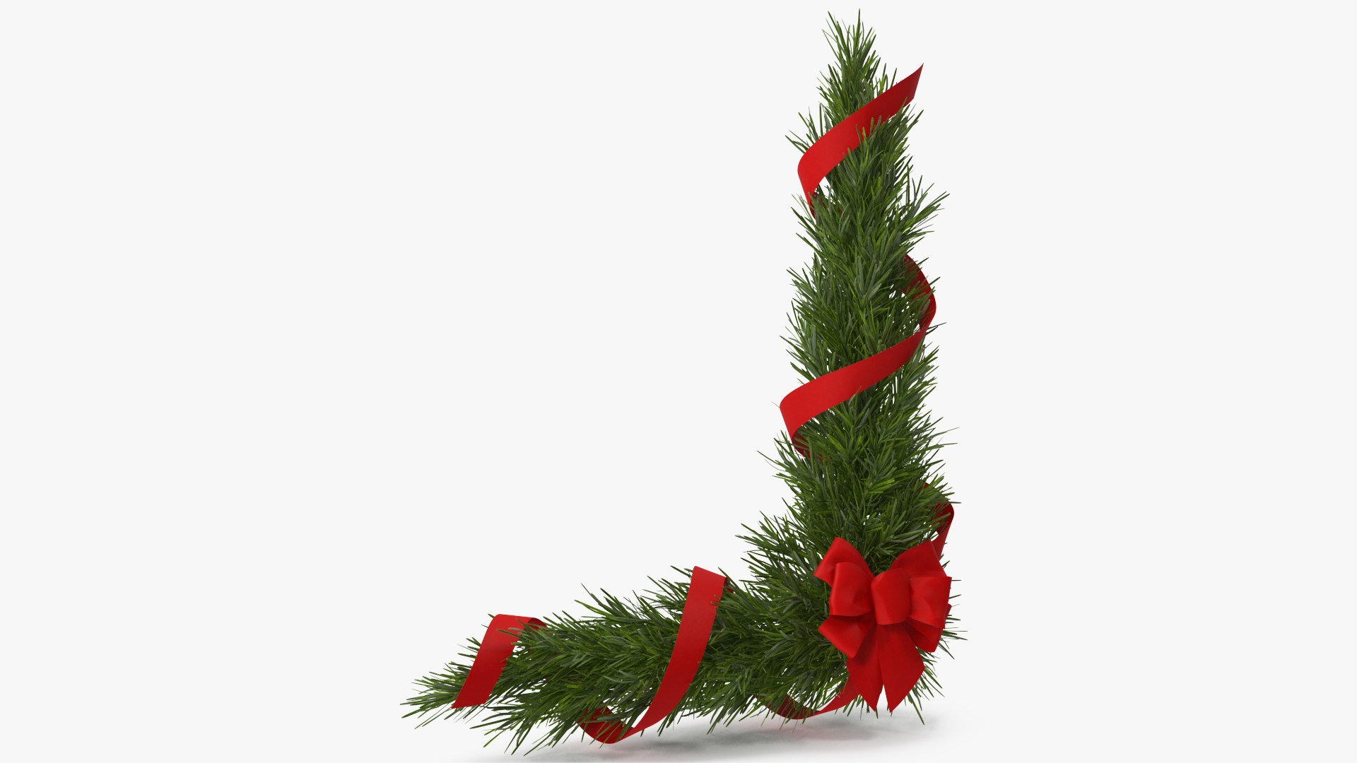 Christmas Corner Decoration with Red Bow and Ribbon 2 3D model ...