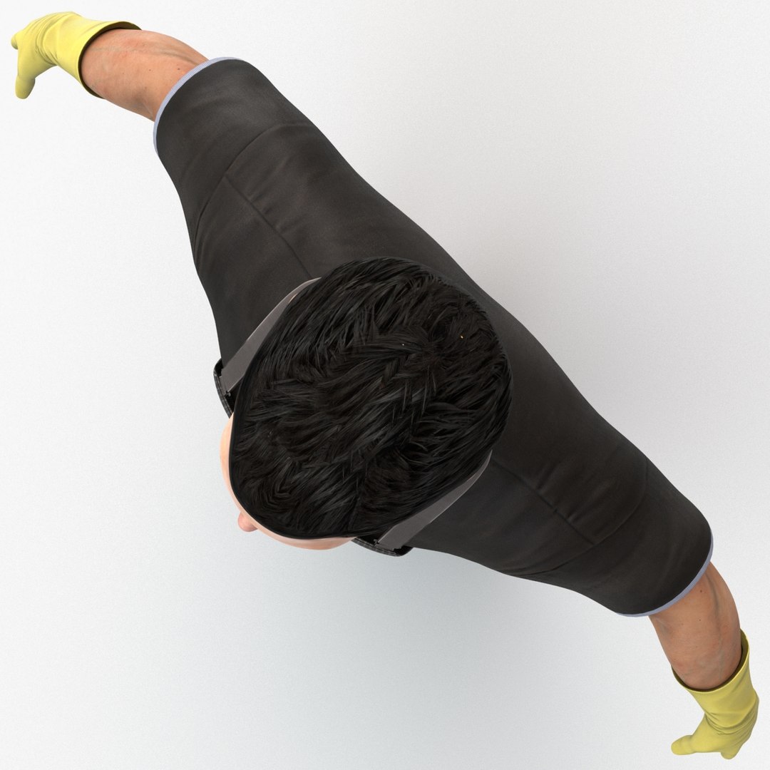 cleaner man rigged cleaning 3d max