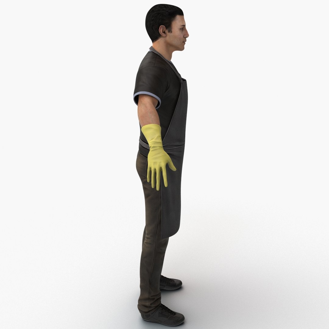 cleaner man rigged cleaning 3d max