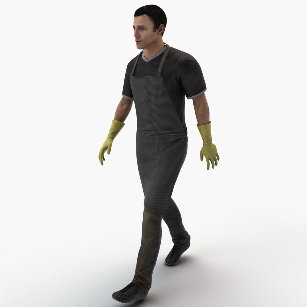 cleaner man rigged cleaning 3d max