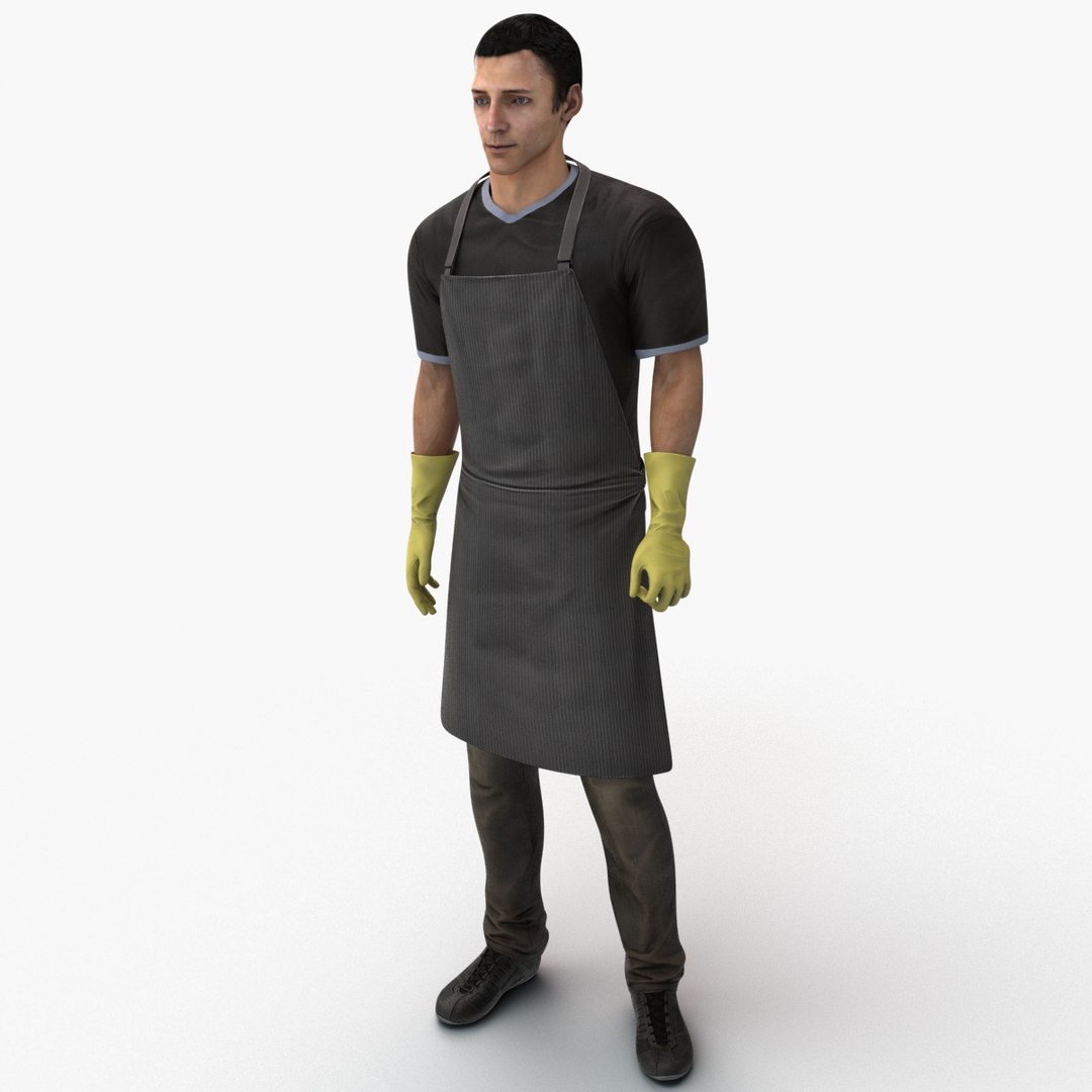 cleaner man rigged cleaning 3d max