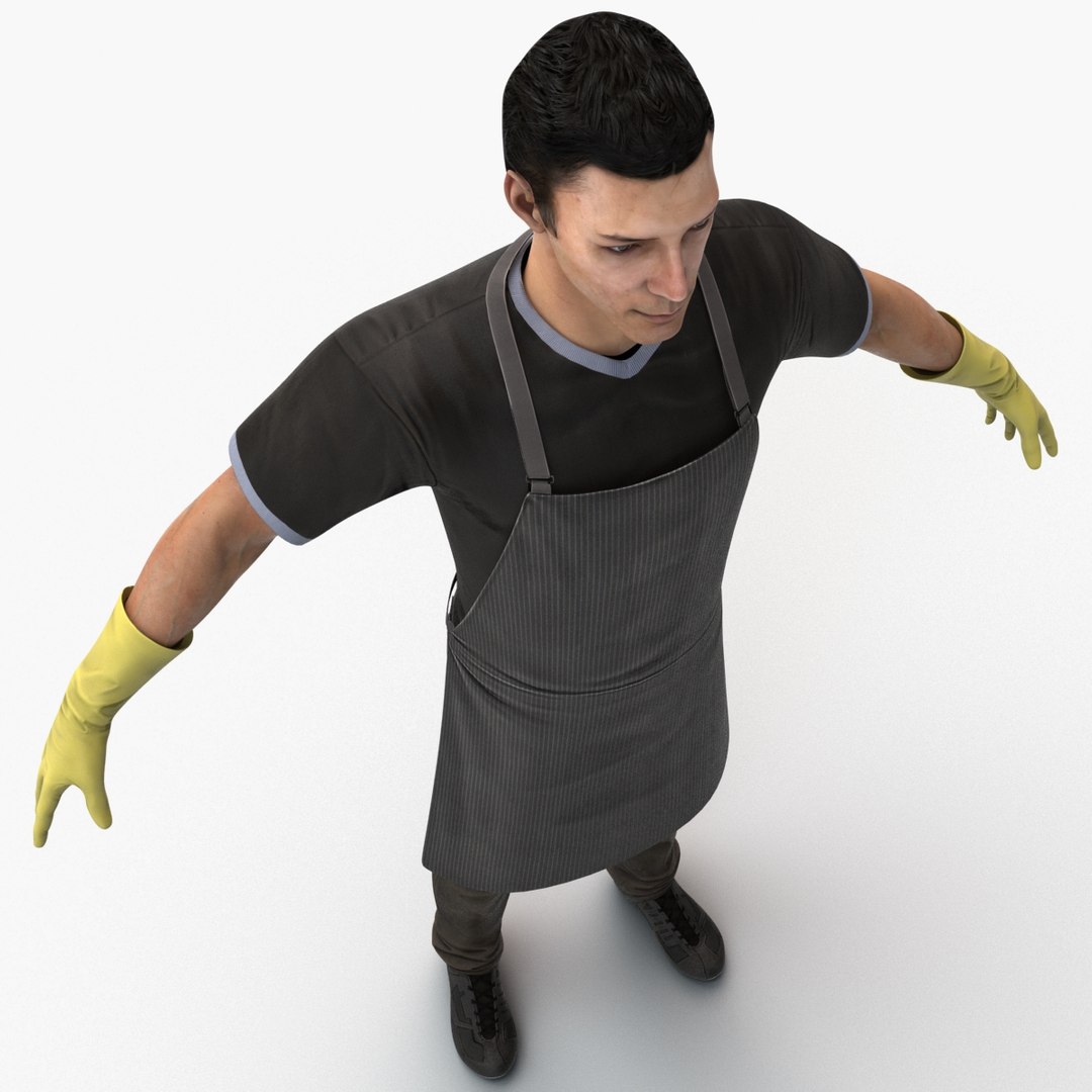 cleaner man rigged cleaning 3d max