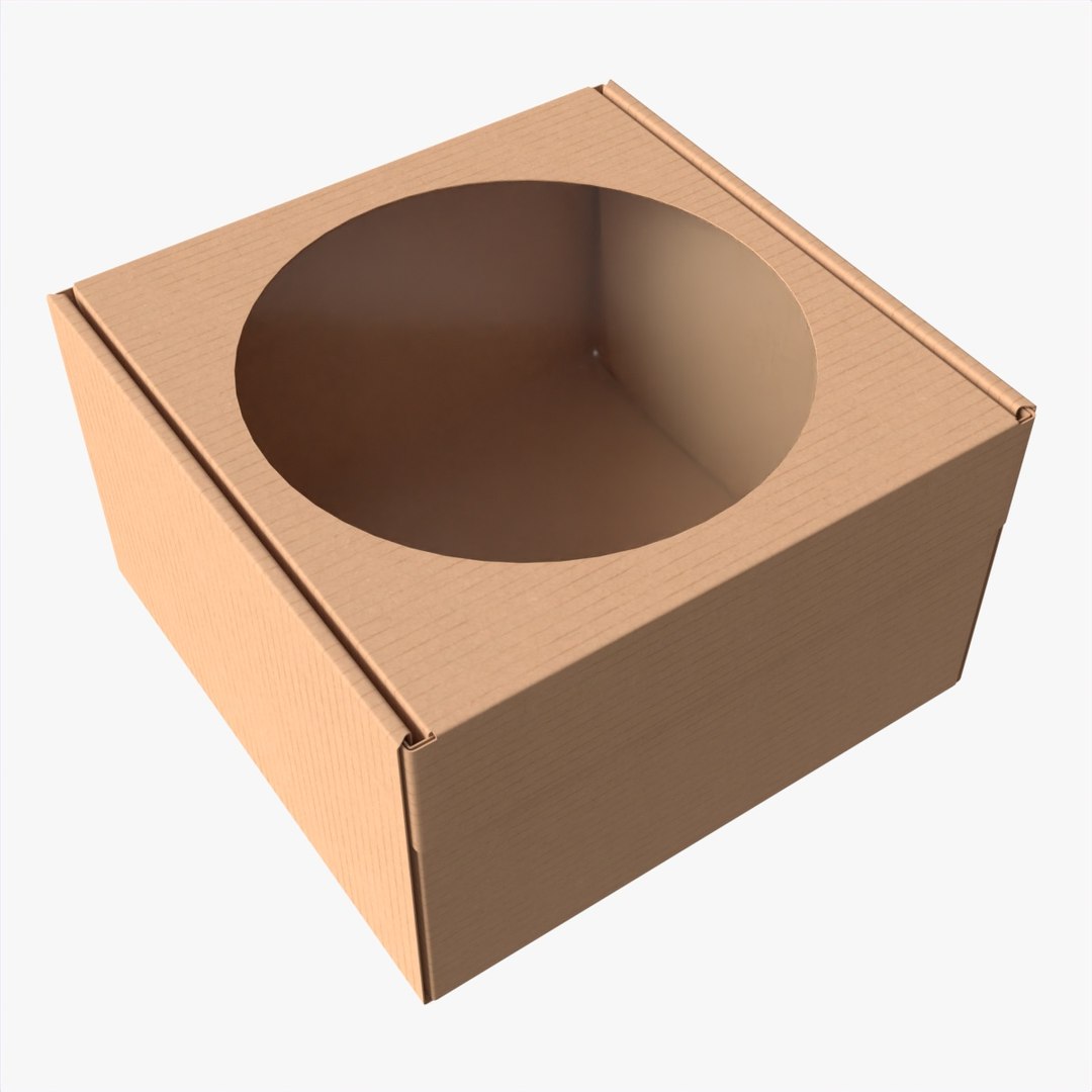3D Corrugated Cardboard Box With Window 03 - TurboSquid 2030041