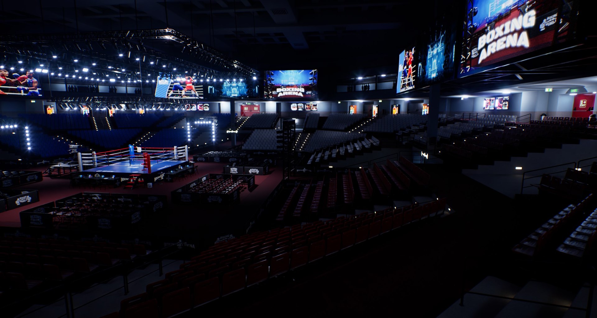 BOXING ARENA STADIUM Game Ready Complete Asset Pack 3D Model ...