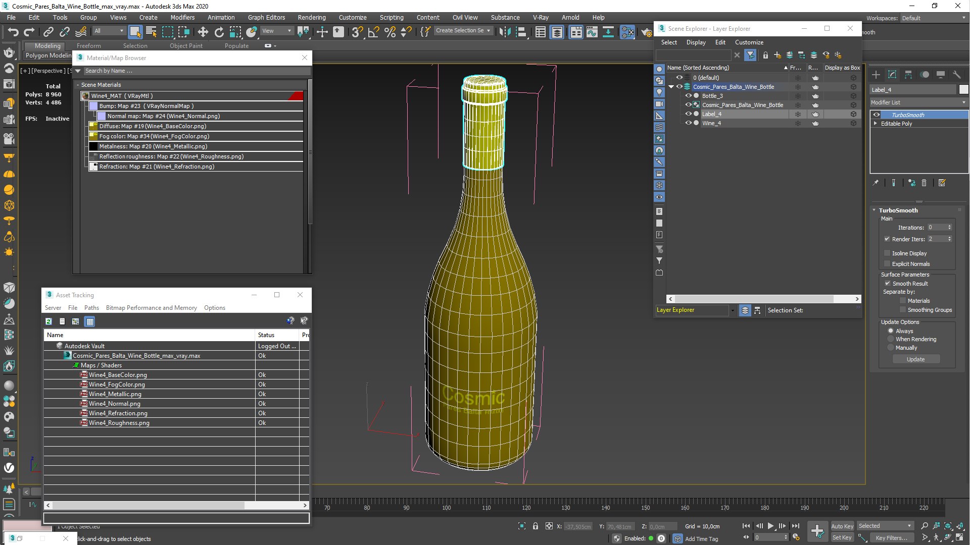 Cosmic Pares Balta Wine Bottle 3D - TurboSquid 2314020