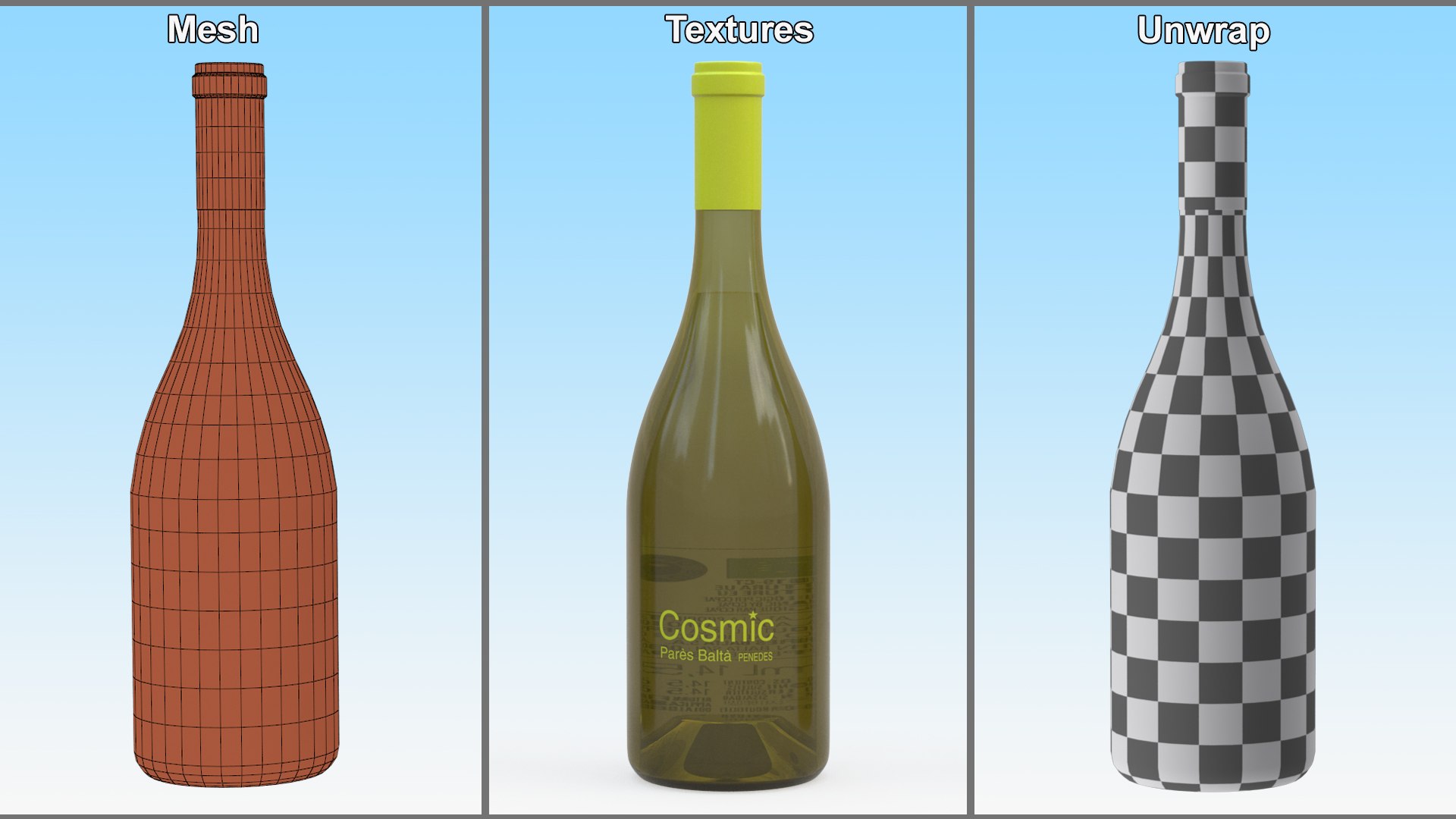Cosmic Pares Balta Wine Bottle 3D - TurboSquid 2314020