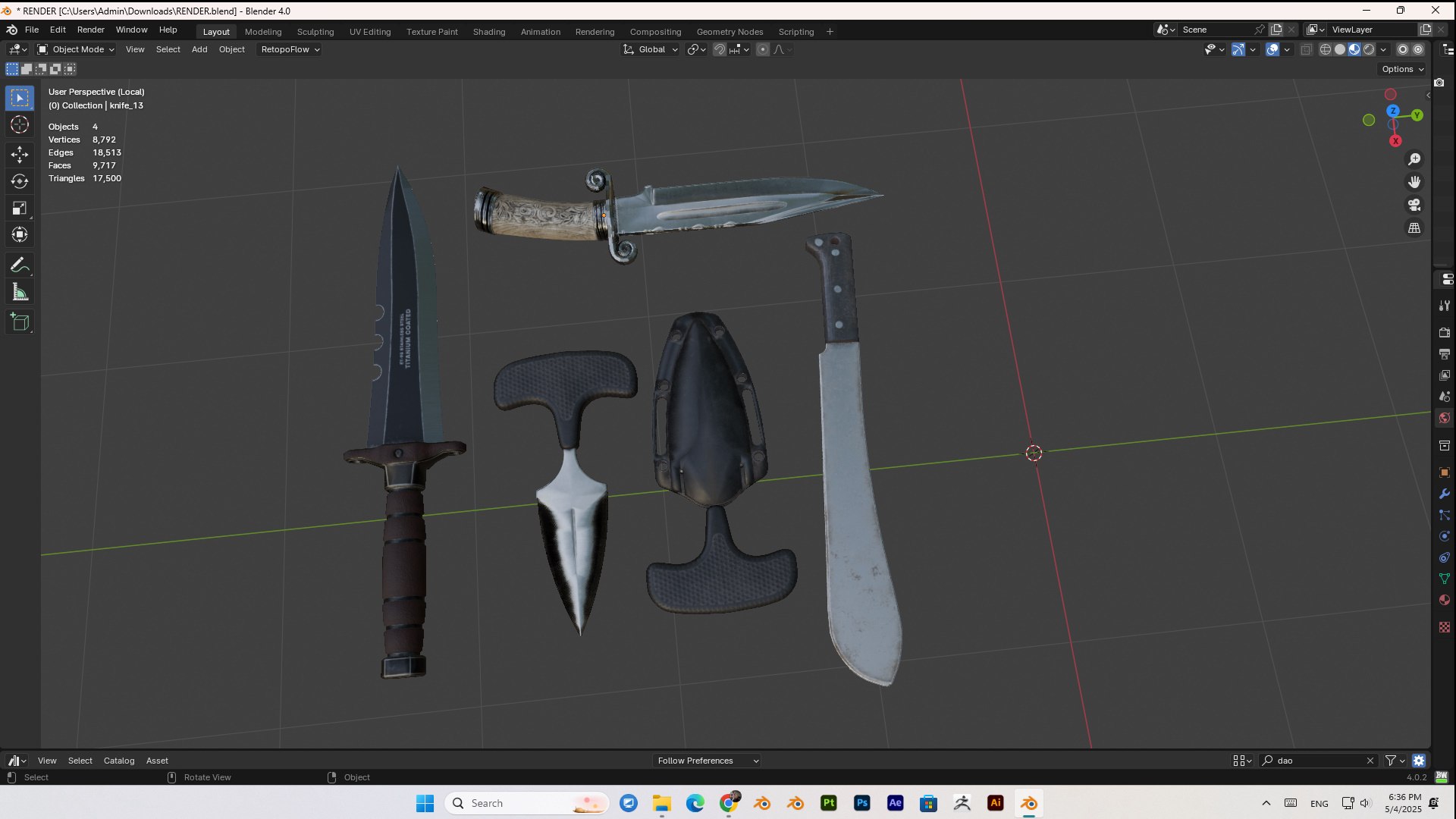 3D 30 Realistic Knives Pack PBR 4k - TurboSquid 2401896