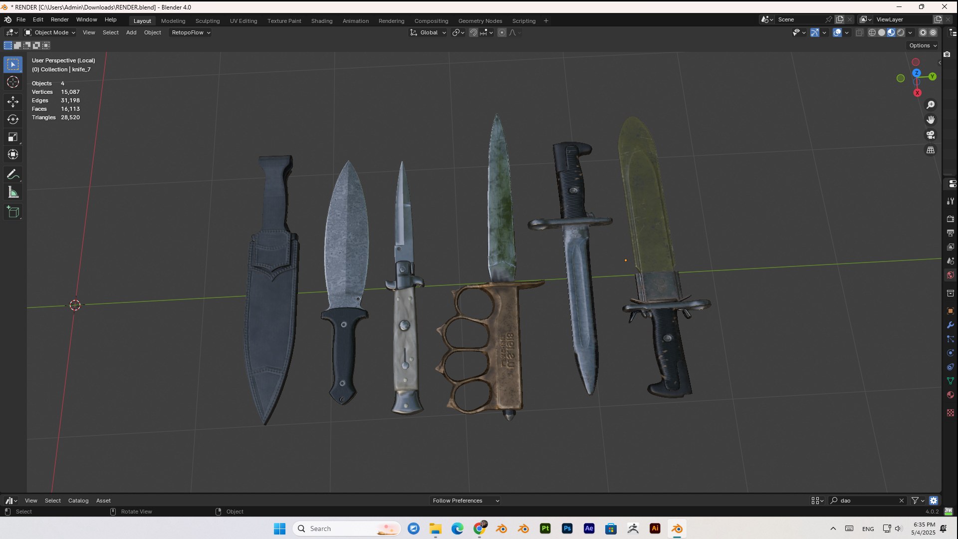 3D 30 Realistic Knives Pack PBR 4k - TurboSquid 2401896