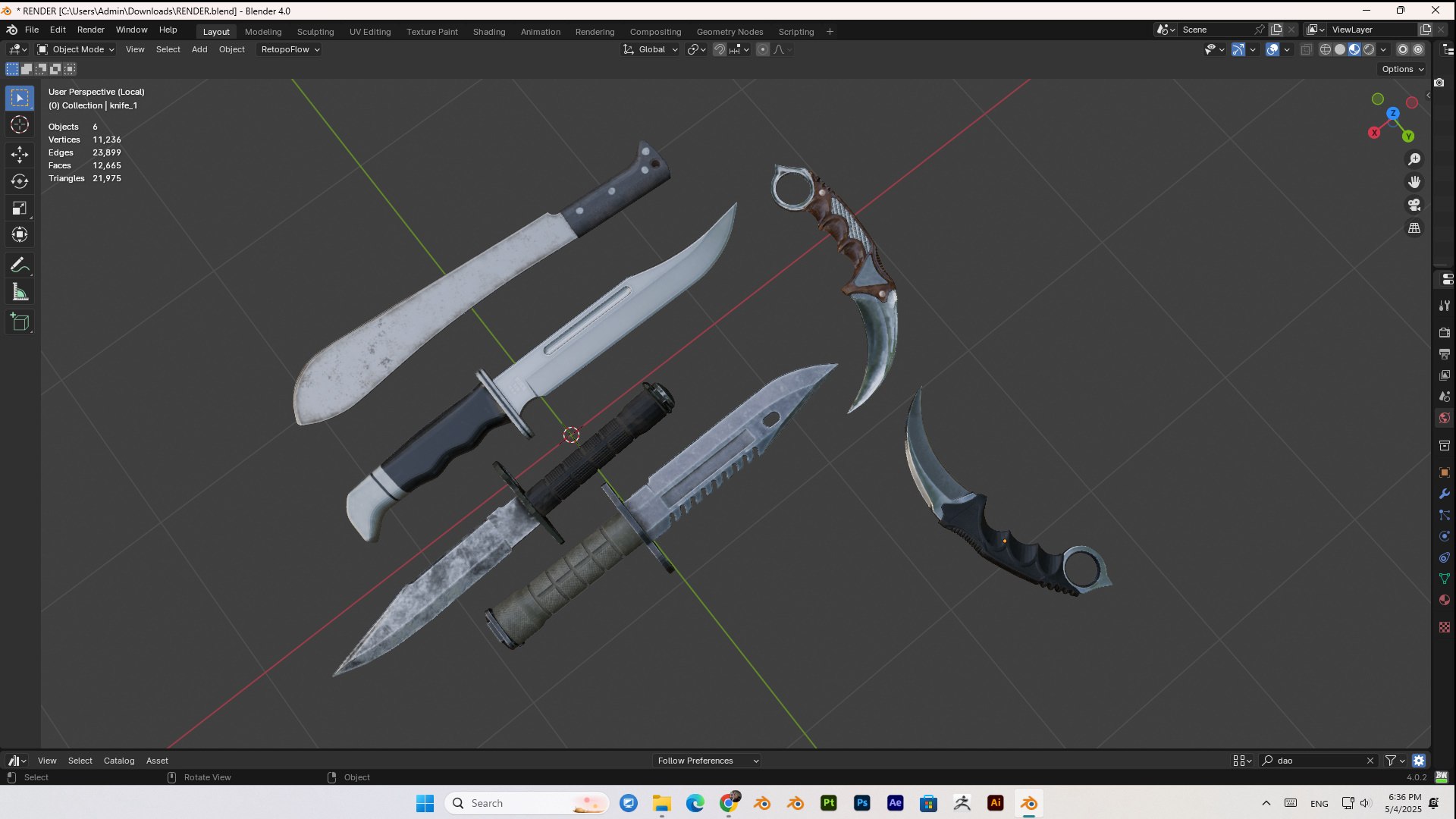 3D 30 Realistic Knives Pack PBR 4k - TurboSquid 2401896