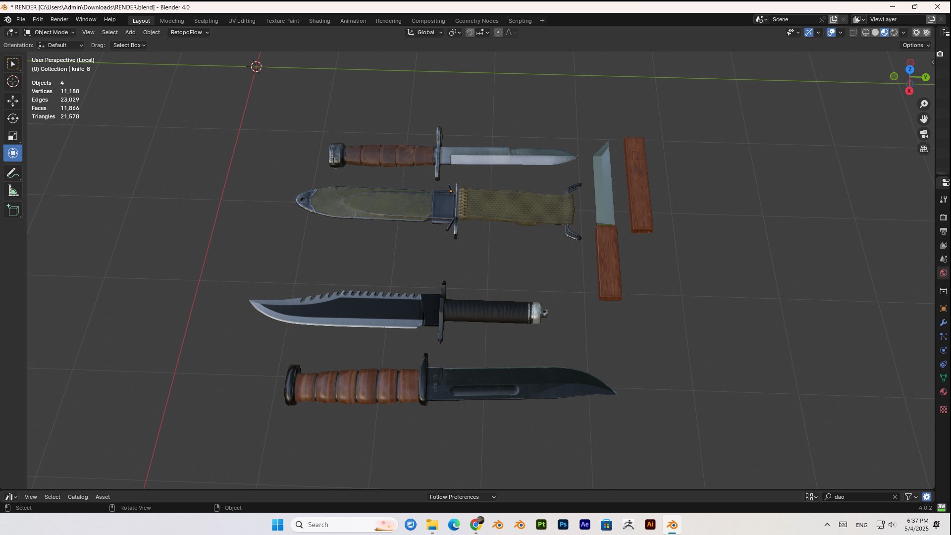 3D 30 Realistic Knives Pack PBR 4k - TurboSquid 2401896