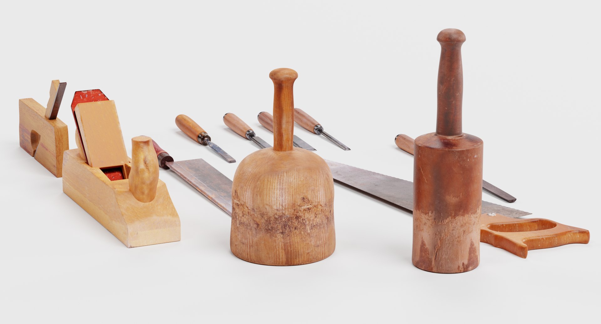 Carpentry Tools Mallet Chisel 3D Model - TurboSquid 1392432