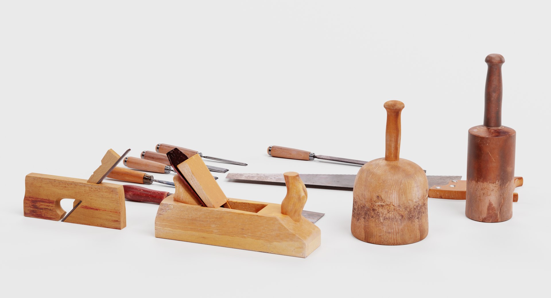 Carpentry Tools Mallet Chisel 3D Model - TurboSquid 1392432