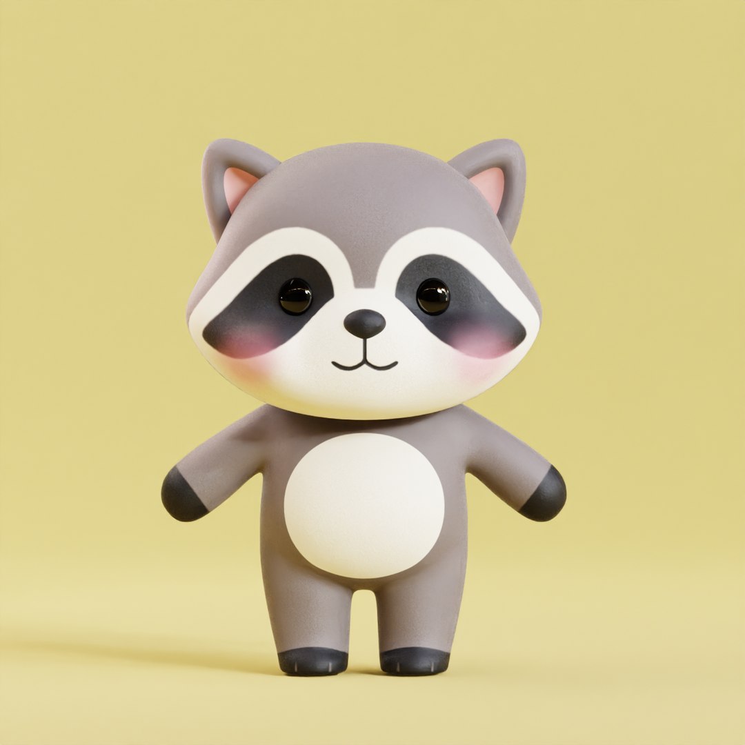 Cartoon Raccoon Character Chibi Kawaii Low-poly 3D Model 3D ...