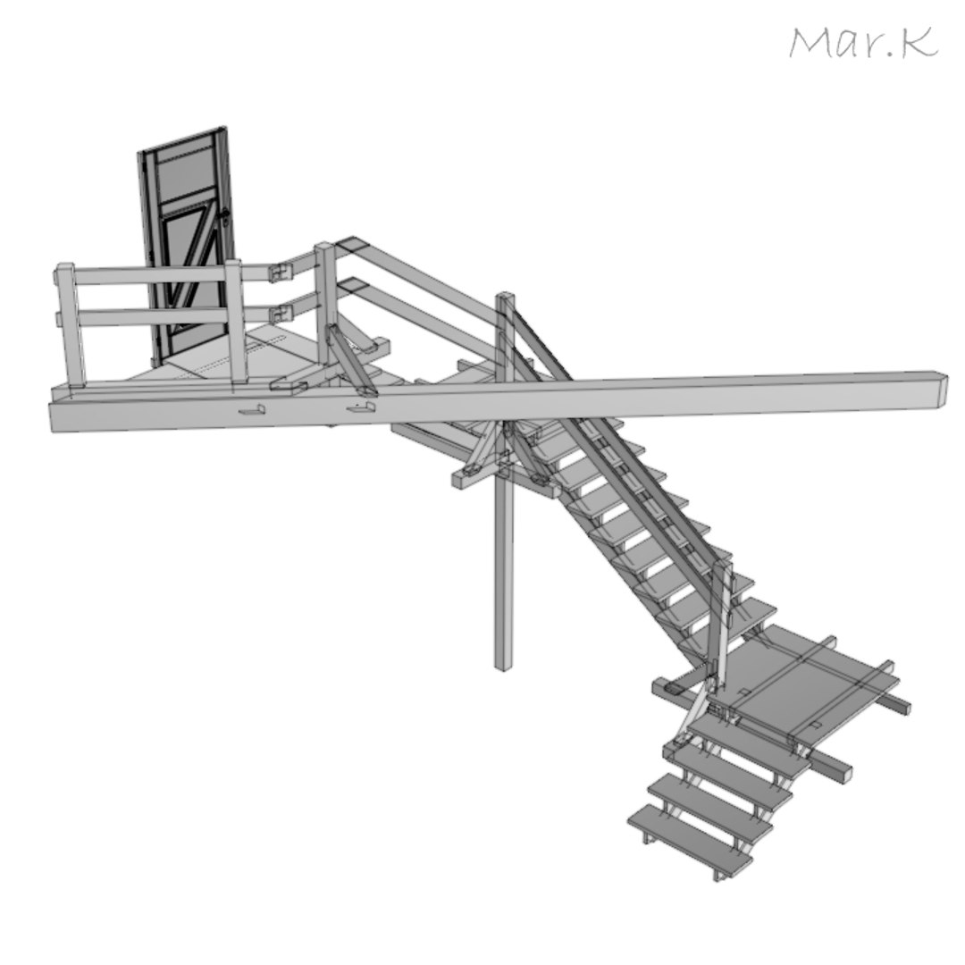 Outdoor Stairs 3d C4d