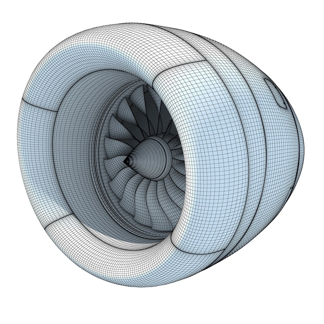 3d Aircraft Jet Turbofan Engine Model