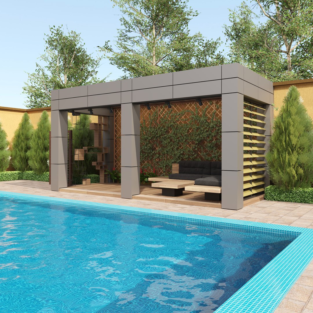 Furnished Pergola With Landscape 3D Model - TurboSquid 2137621