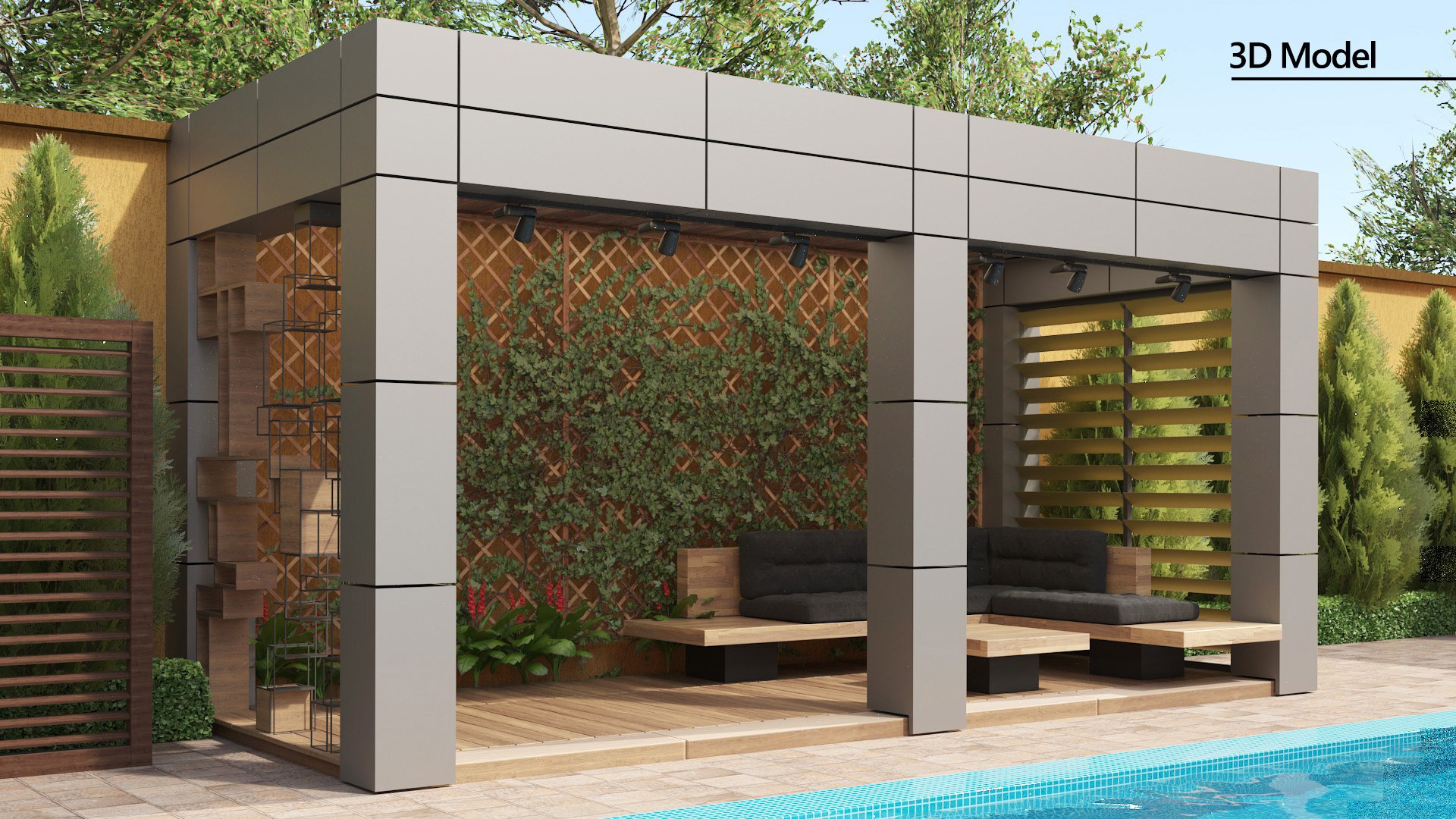 Furnished Pergola With Landscape 3D Model - TurboSquid 2137621