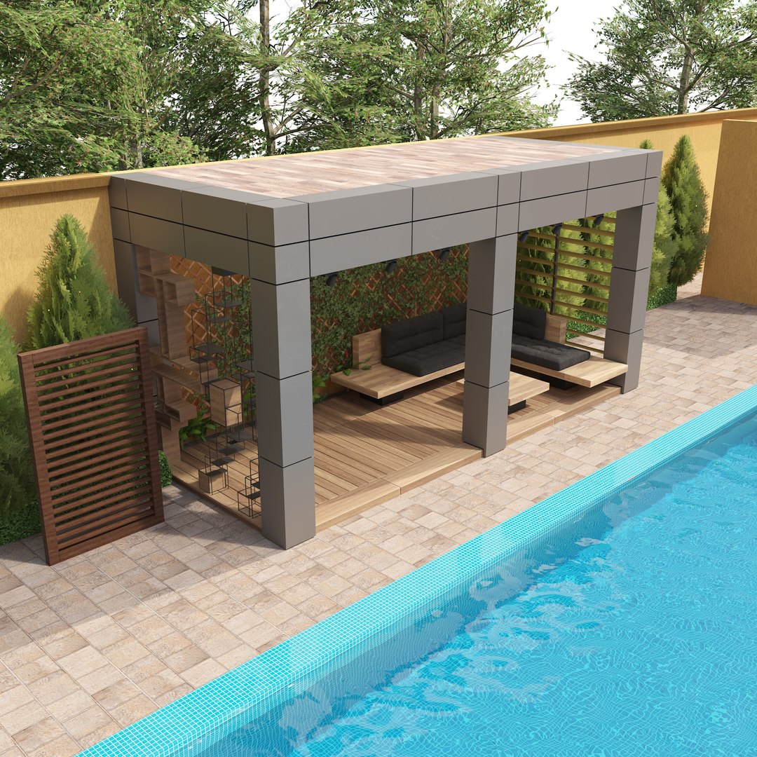 Furnished Pergola With Landscape 3D Model - TurboSquid 2137621