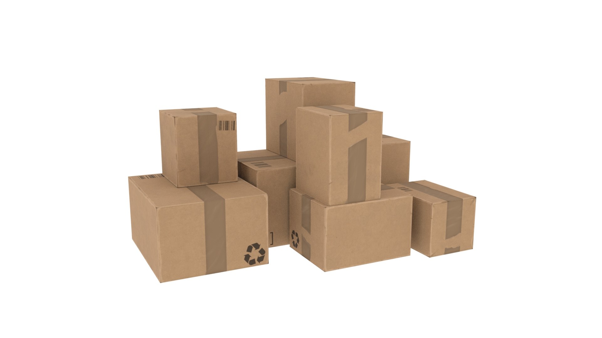 3D Cardboard Boxes - TurboSquid 1432126