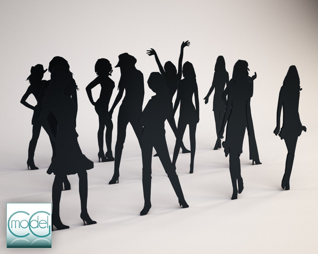 3d Silhouette People Model