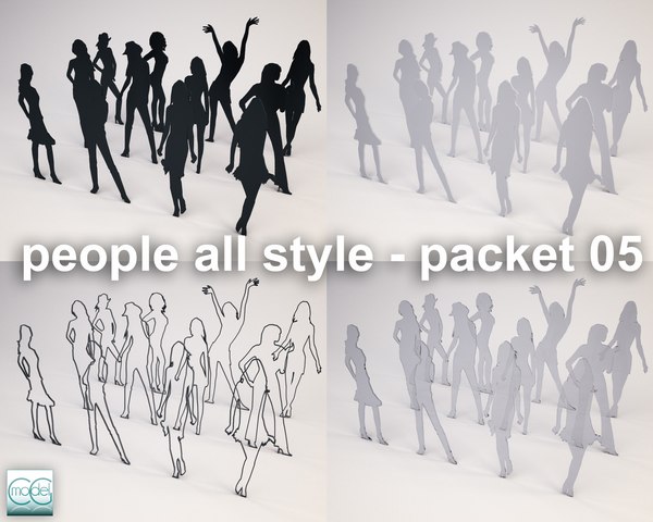 3d silhouette people model