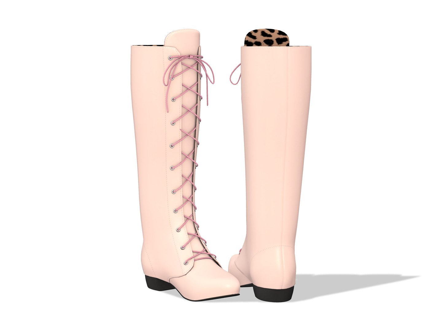 3D Lace Up Calf Boots model - TurboSquid 1736424
