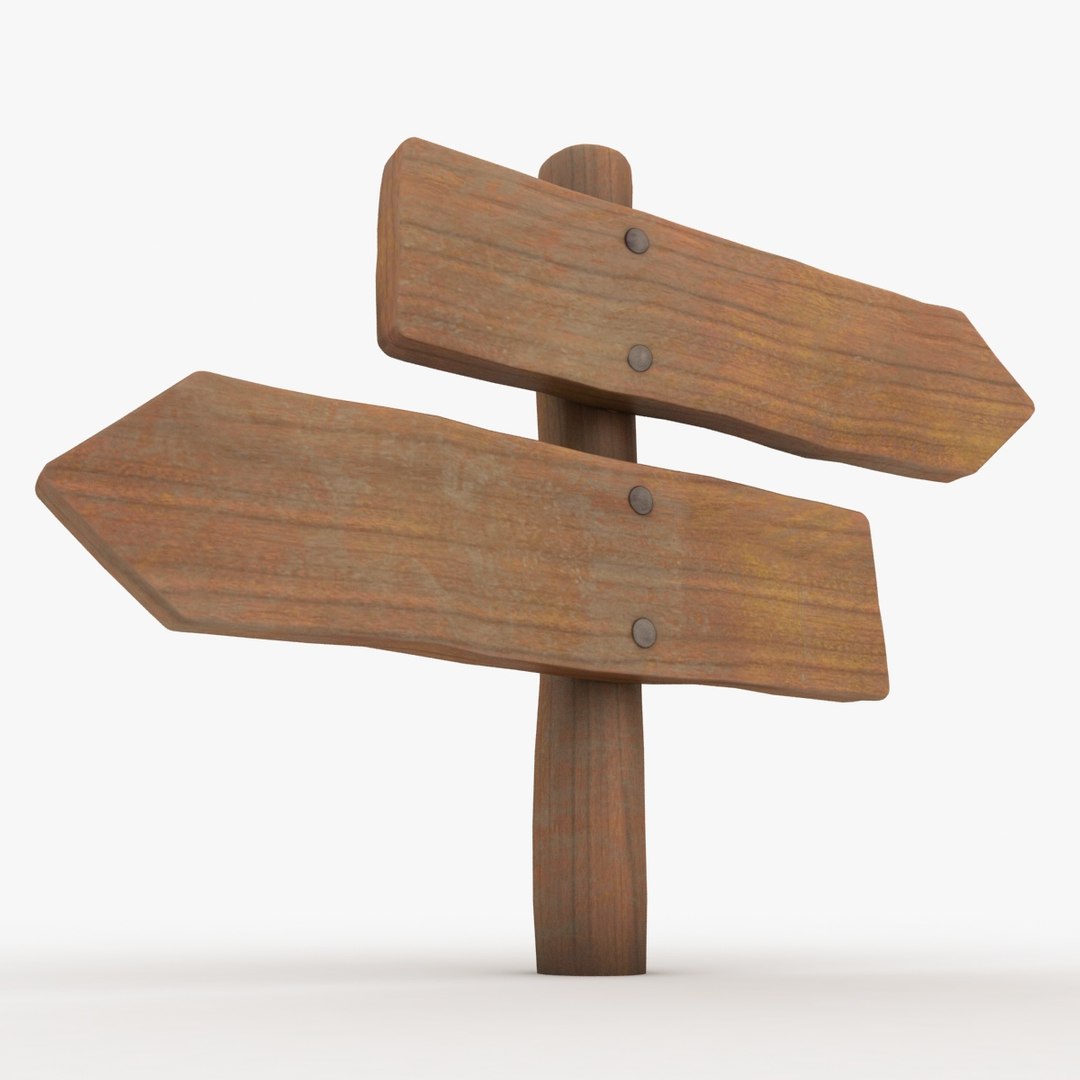 Realistic Wooden Signboard 04 3d Model