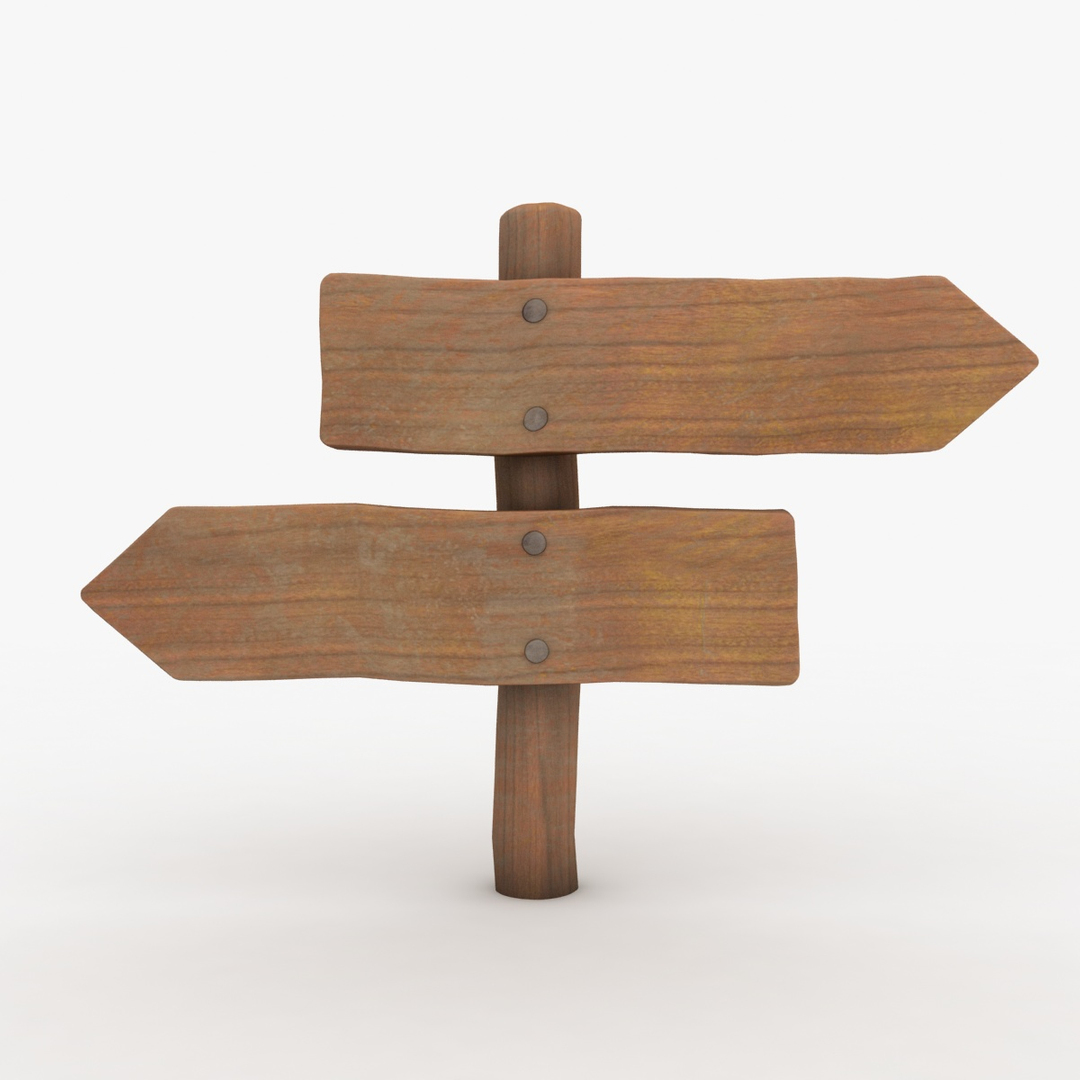Realistic Wooden Signboard 04 3d Model