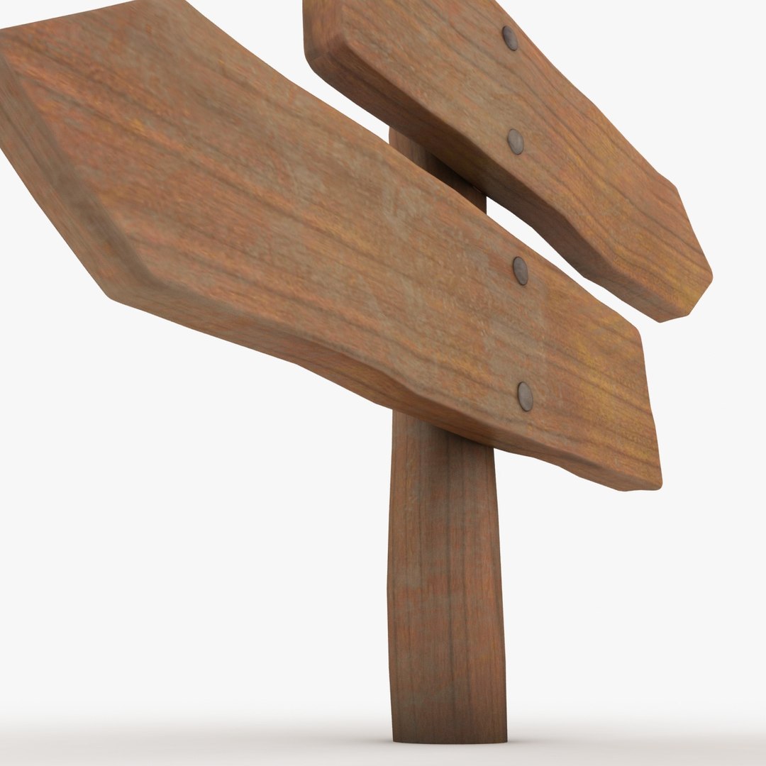Realistic Wooden Signboard 04 3d Model