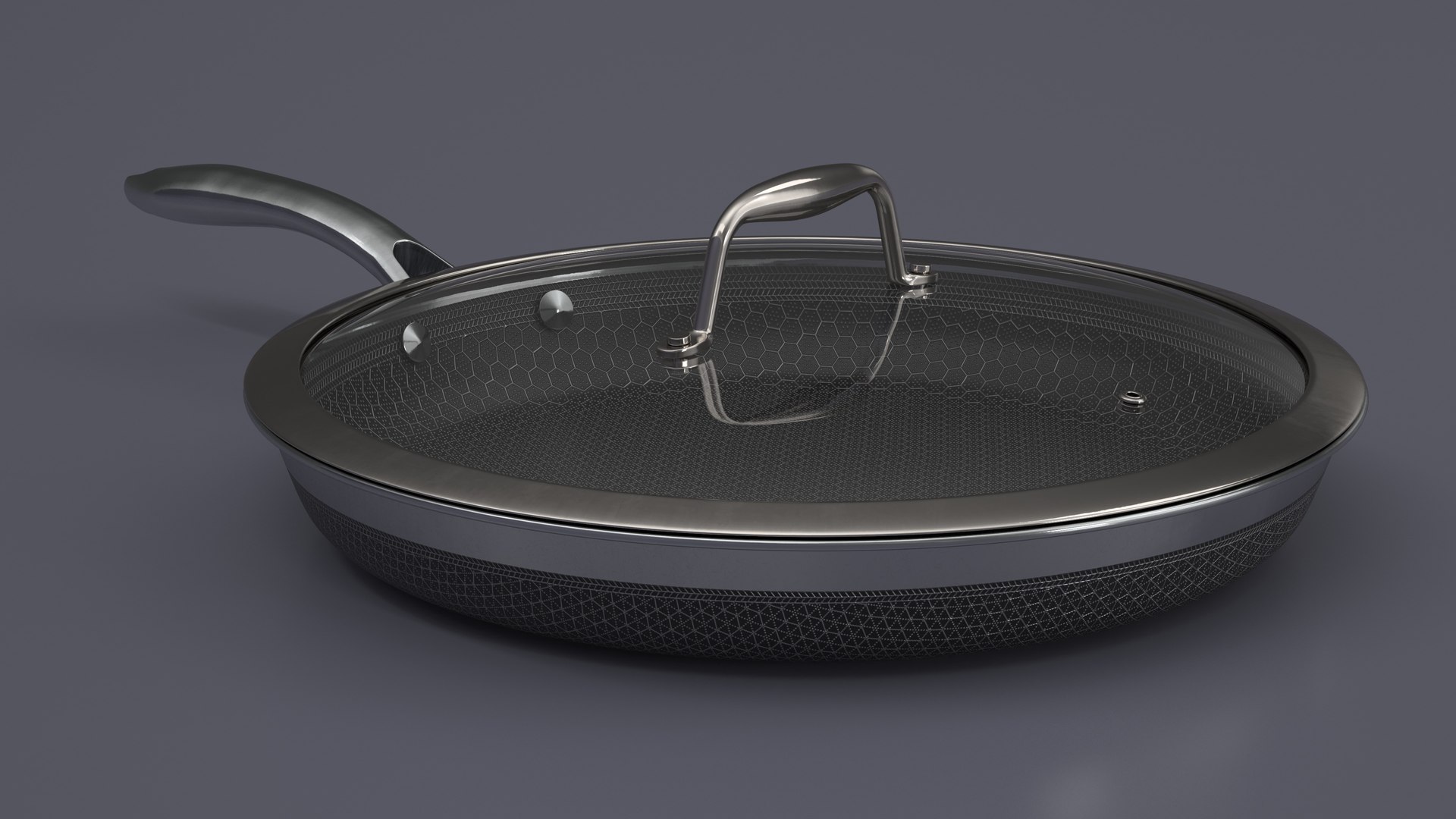 HexClad Hybrid Nonstick Pan With Lid 12-inch 3D Model - TurboSquid 2194043