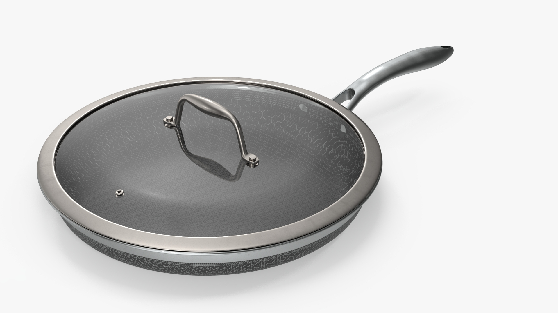 HexClad Hybrid Nonstick Pan With Lid 12-inch 3D Model - TurboSquid 2194043